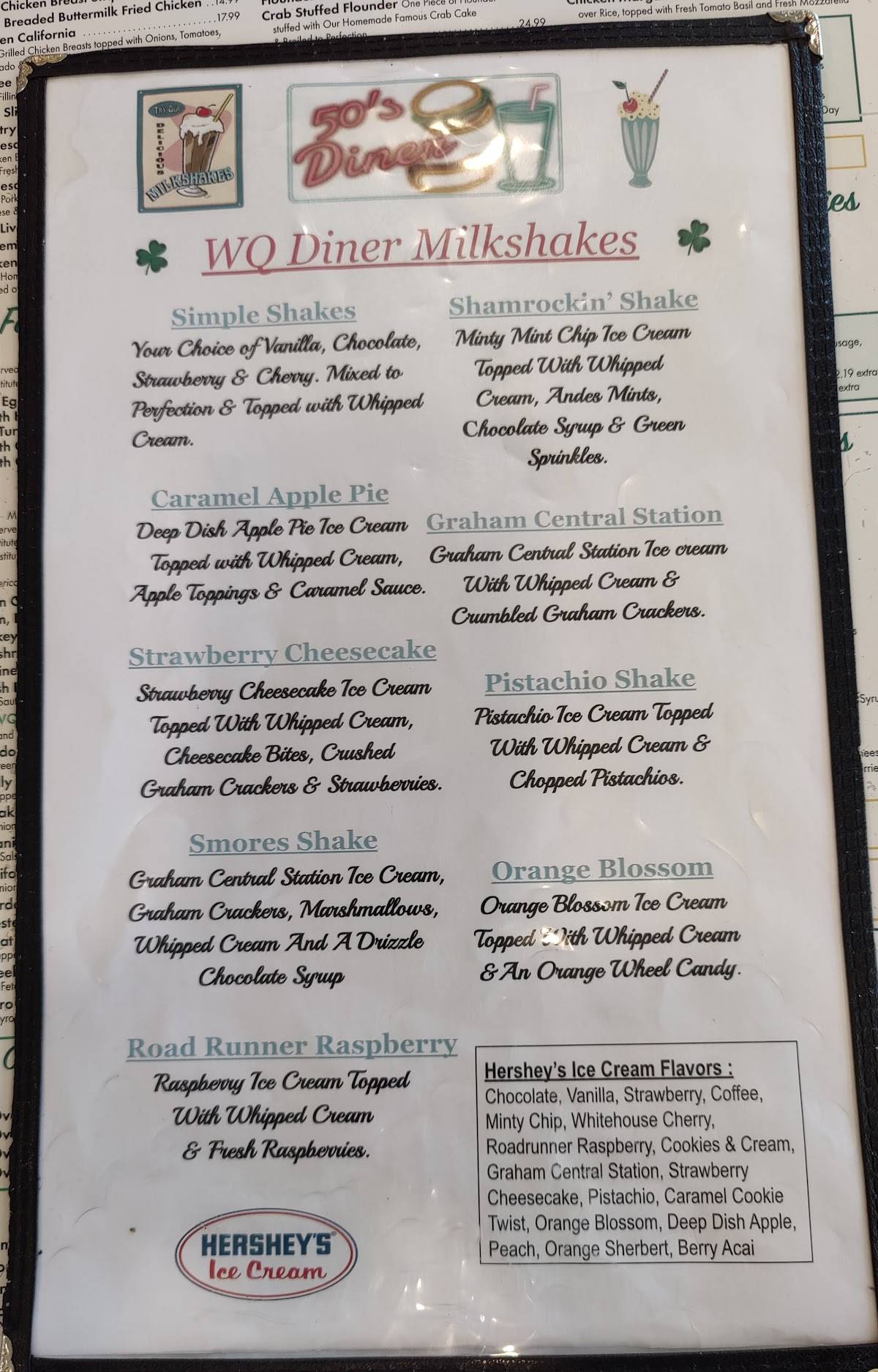 Menu at WQ Diner restaurant, Pottstown