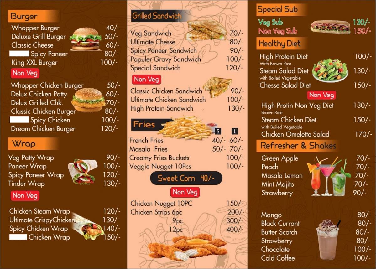 Menu at WRAP & GO, Talwandi Bhai