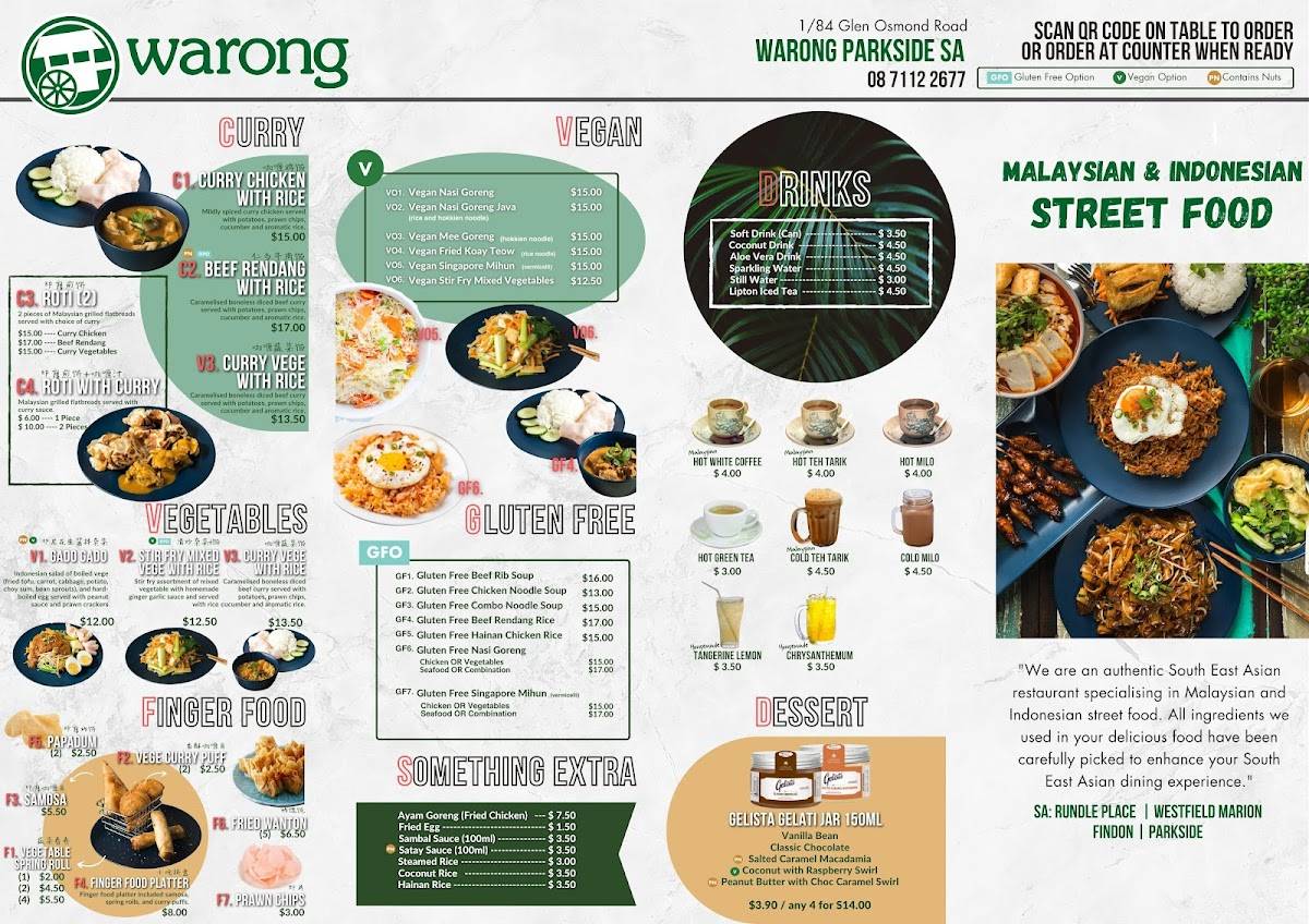 Menu at Warong Parkside restaurant, Parkside