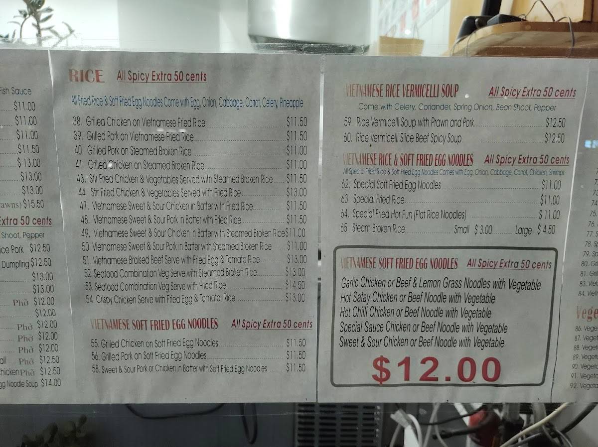 Menu at Watton Vietnamese Takeaway fast food, Werribee
