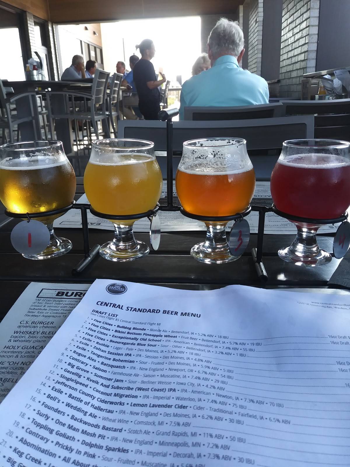Menu at Central Standard Craft Beer & Burgers pub & bar, Waukee