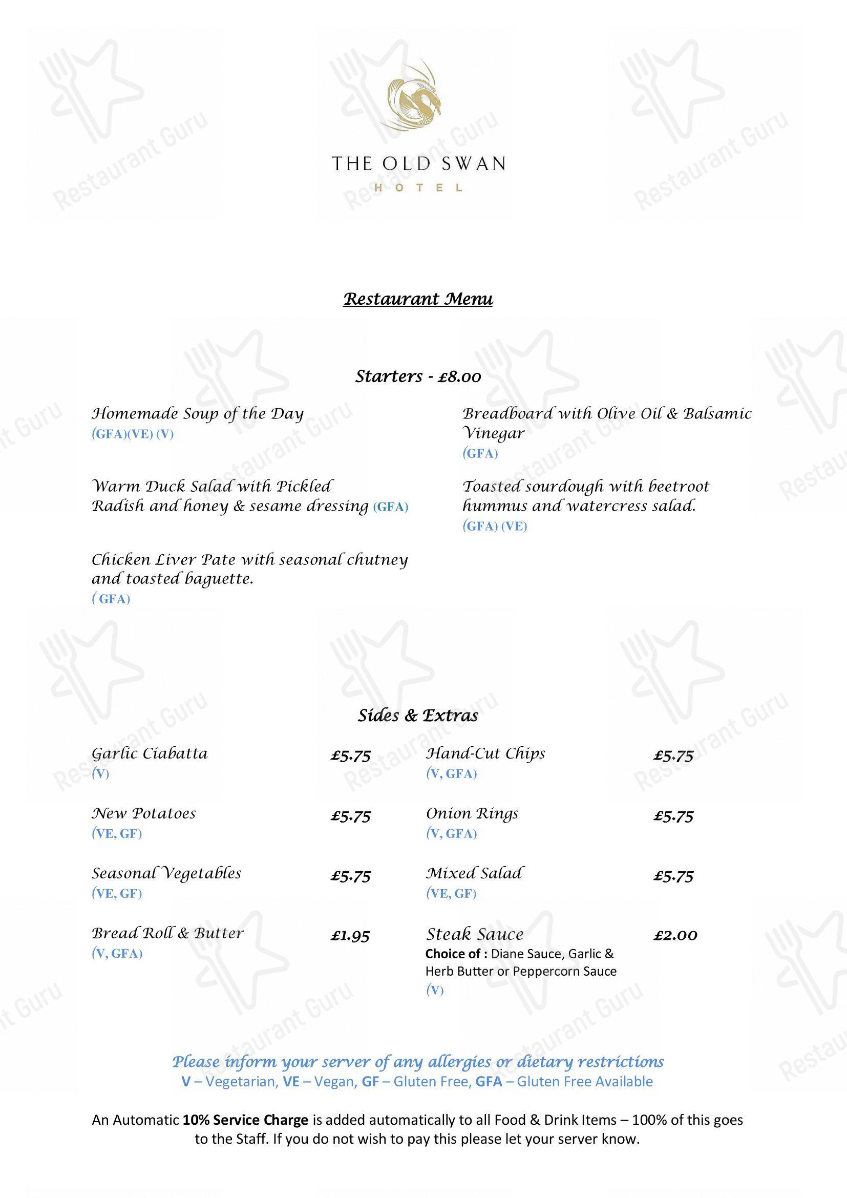 Menu at Wedgwood Restaurant, Harrogate