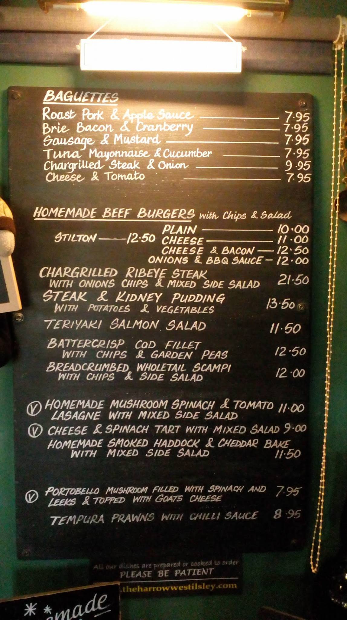 Menu at The Harrow pub & bar, West Ilsley, Main St