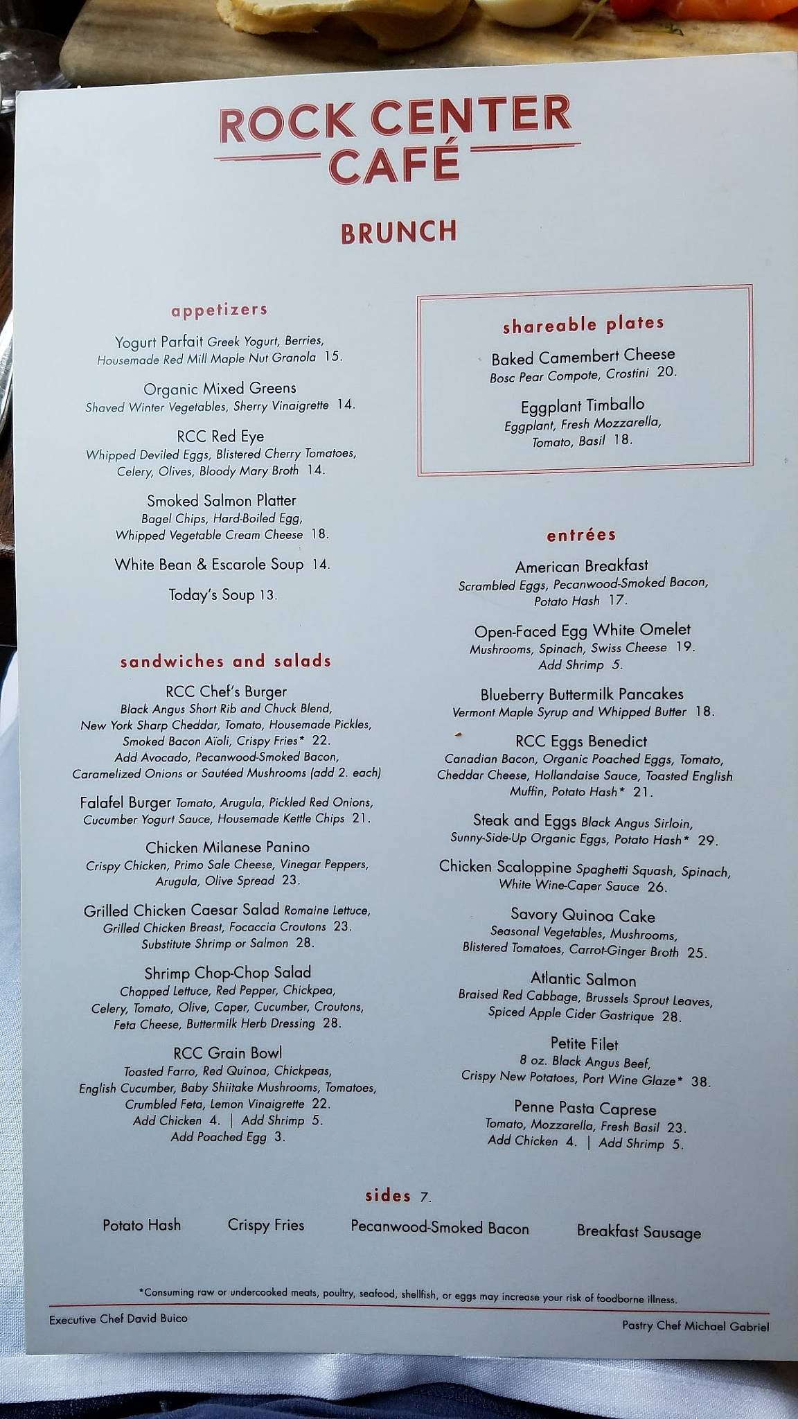 Menu at Rock Center Cafe, West New York, Rockefeller Center