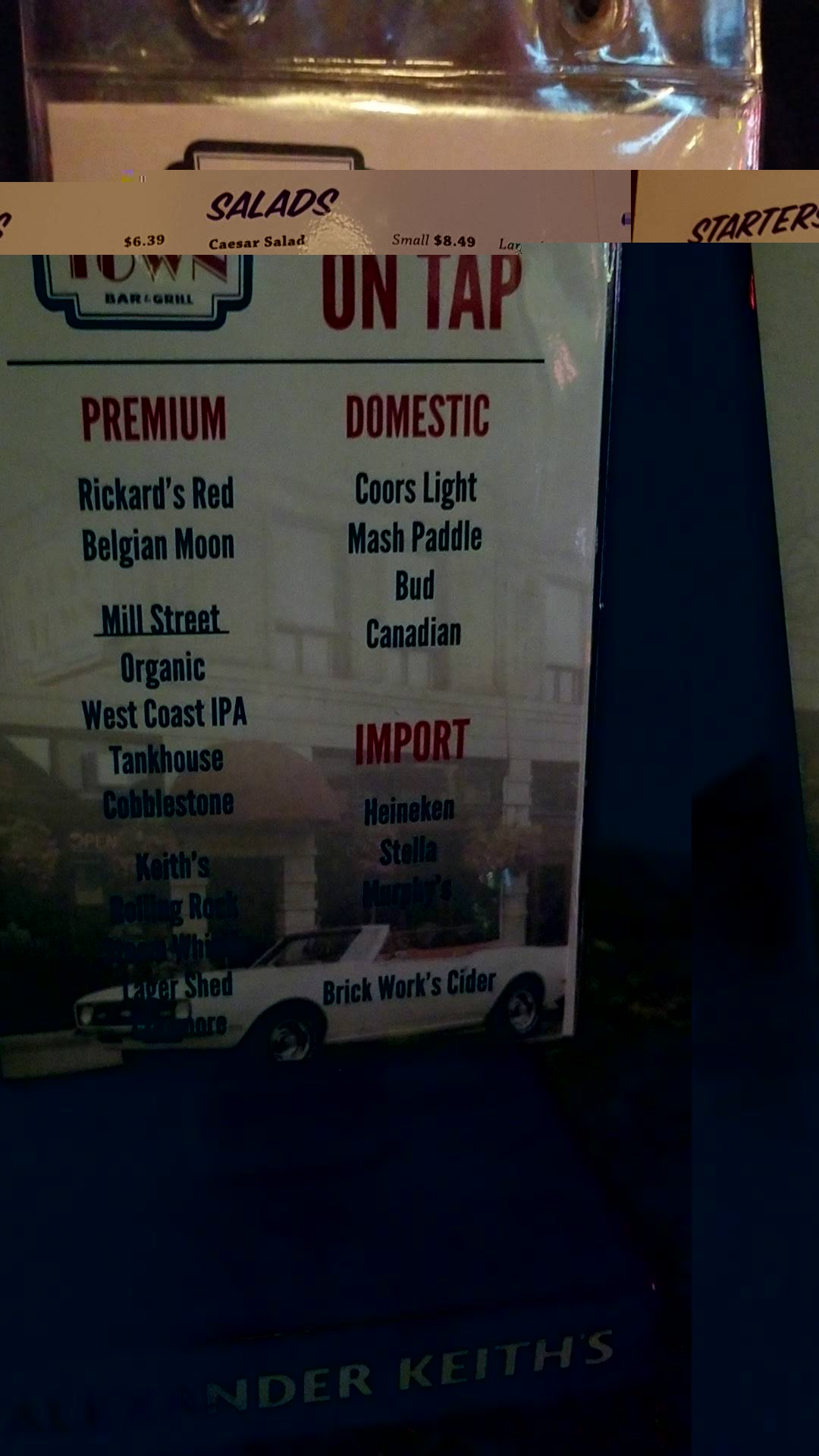 Menu at West Town Bar & Grill, Hamilton