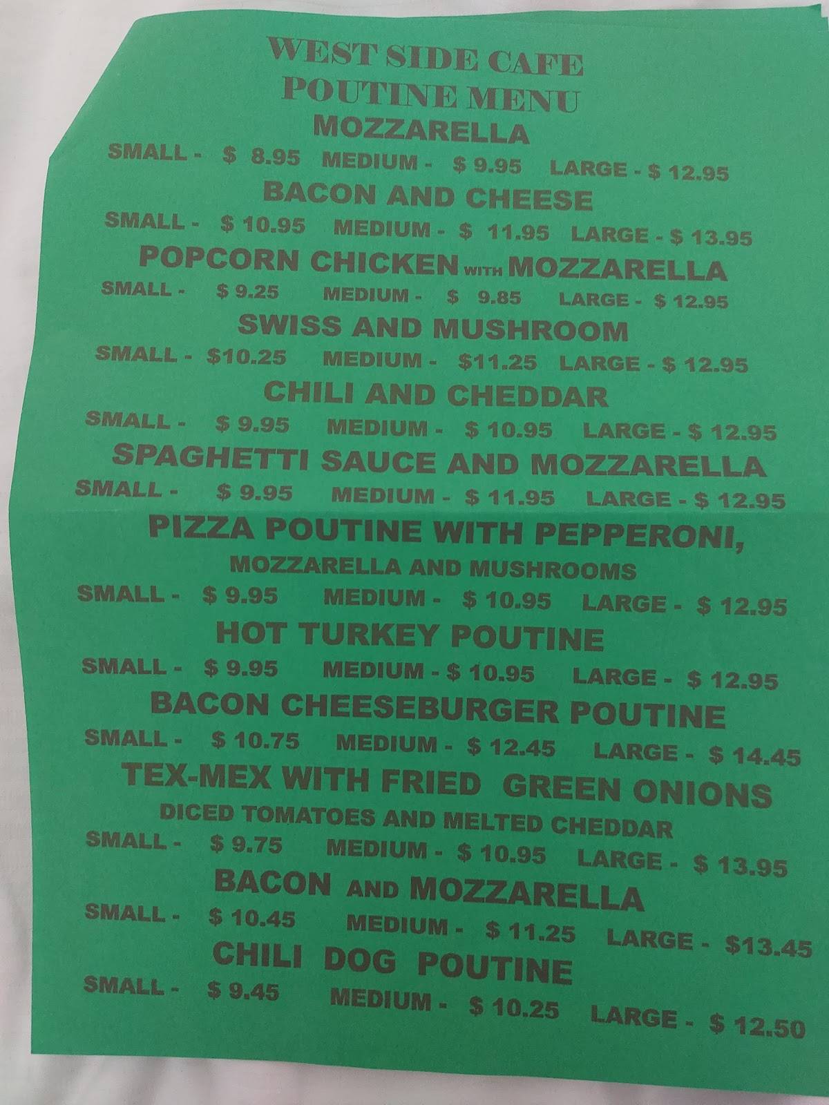 Menu at Westside Cafe, Sault Ste. Marie