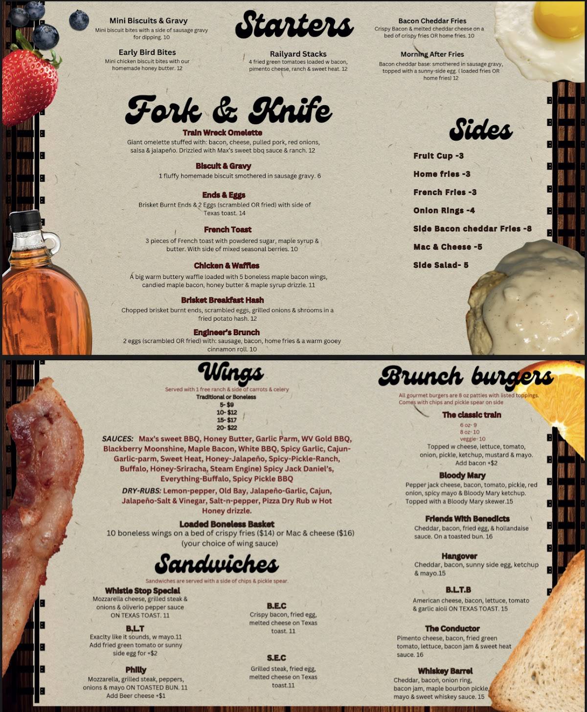 Menu at Whistle Stop Bar and Grill, Buckhannon