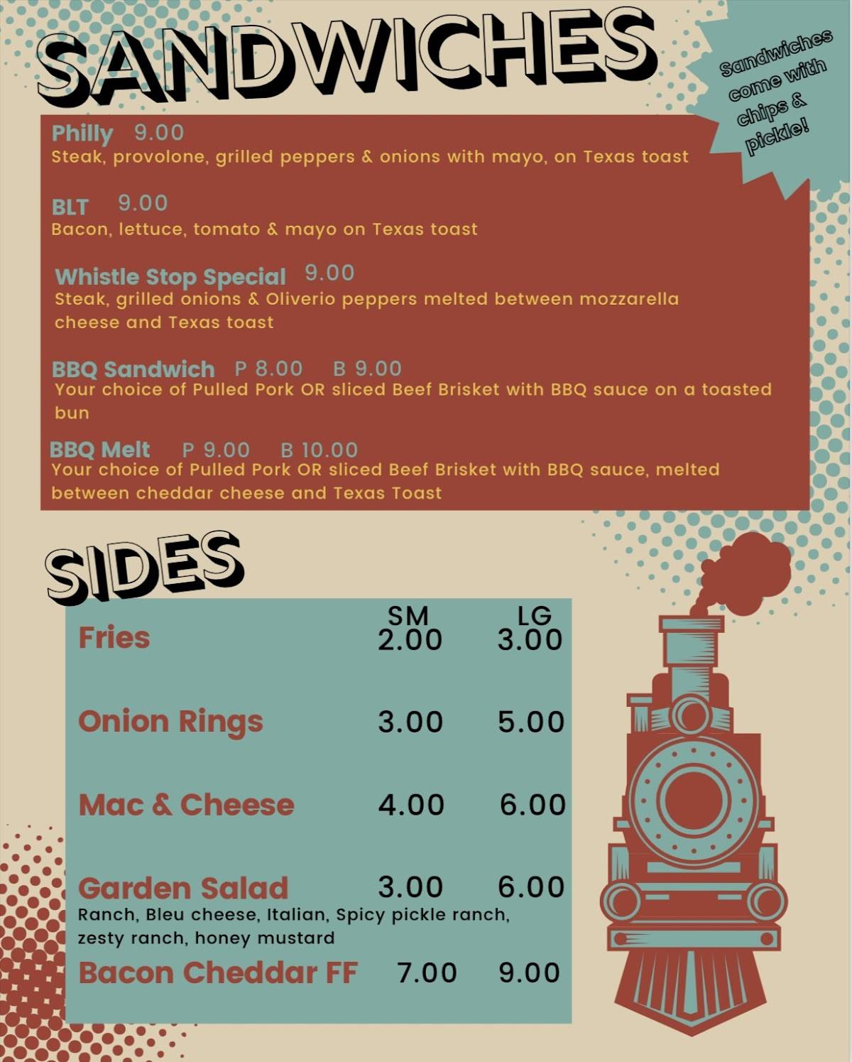 Menu at Whistle Stop Bar and Grill, Buckhannon