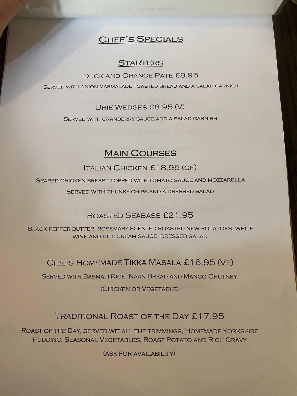 Menu at White Lion Inn pub & bar, Patterdale, Penrith