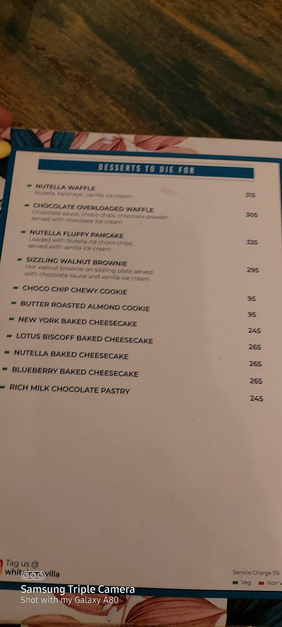 Menu at White lama villa, Mumbai