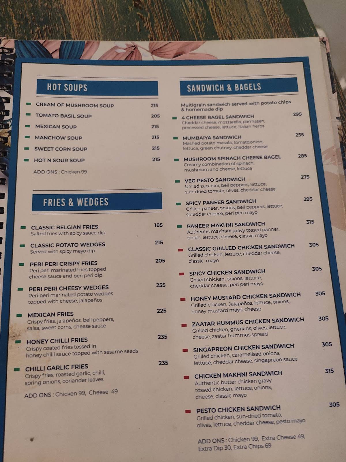 Menu at White lama villa, Mumbai