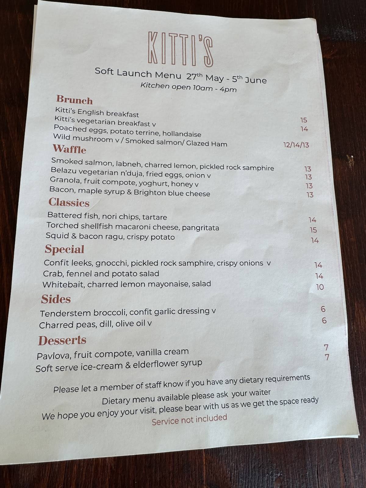 Menu at Whitecliffs Cafe, Bar and Grill, Brighton