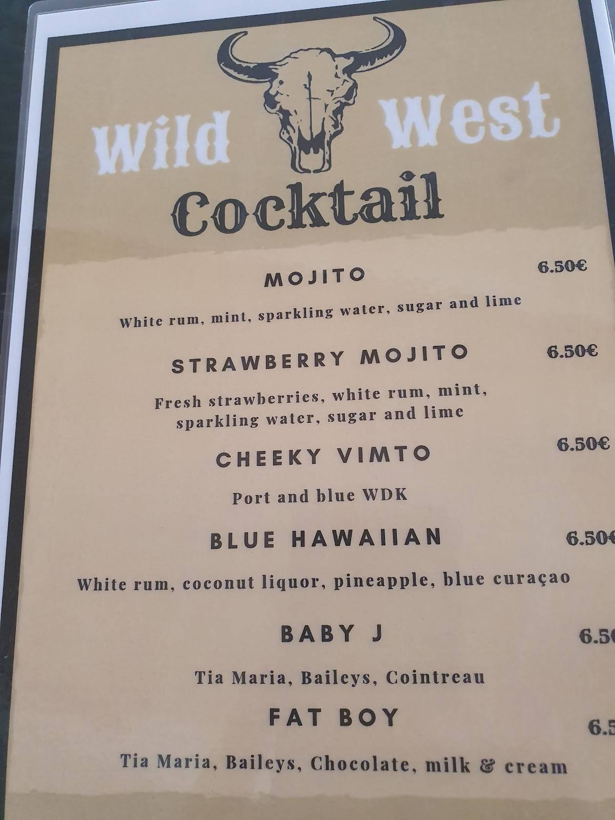 Menu at Wild West Steak House steakhouse, Castillo Caleta de Fuste, C ...