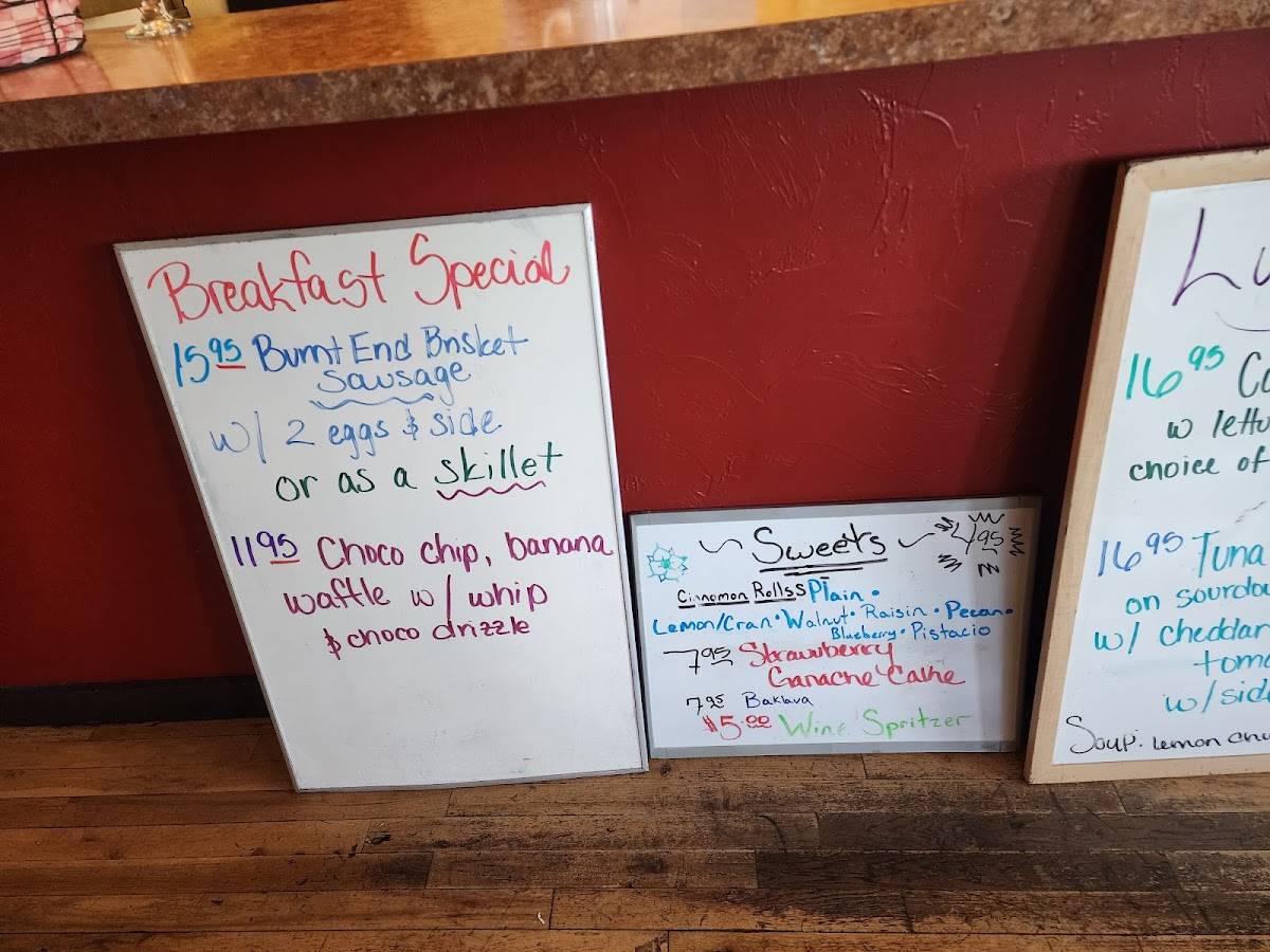 Menu at Willow Wisp Café restaurant, Sonora