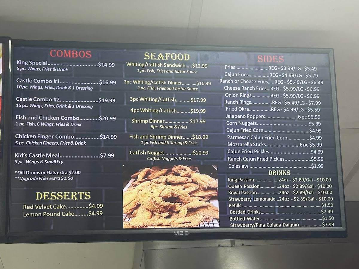 Menu at Wing Castle restaurant, Lewisville