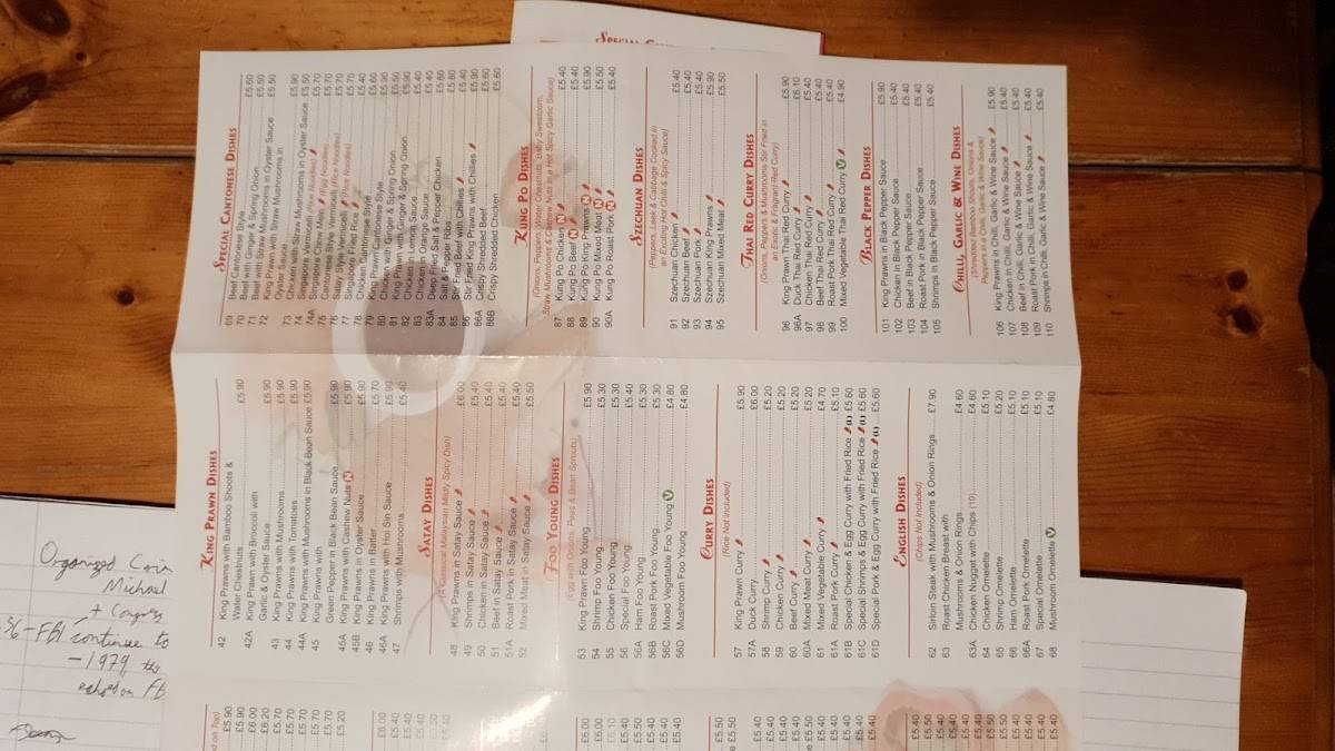 Menu at Wing Cheung House fast food, Falmouth