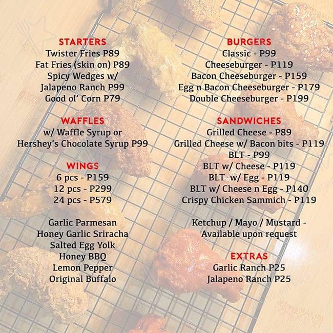 Menu at Wings n’ Chill restaurant, Makati
