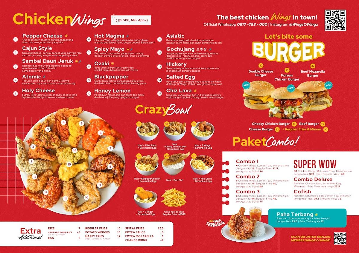 Menu at Wingz o Wingz Gegerkalong restaurant, Bandung