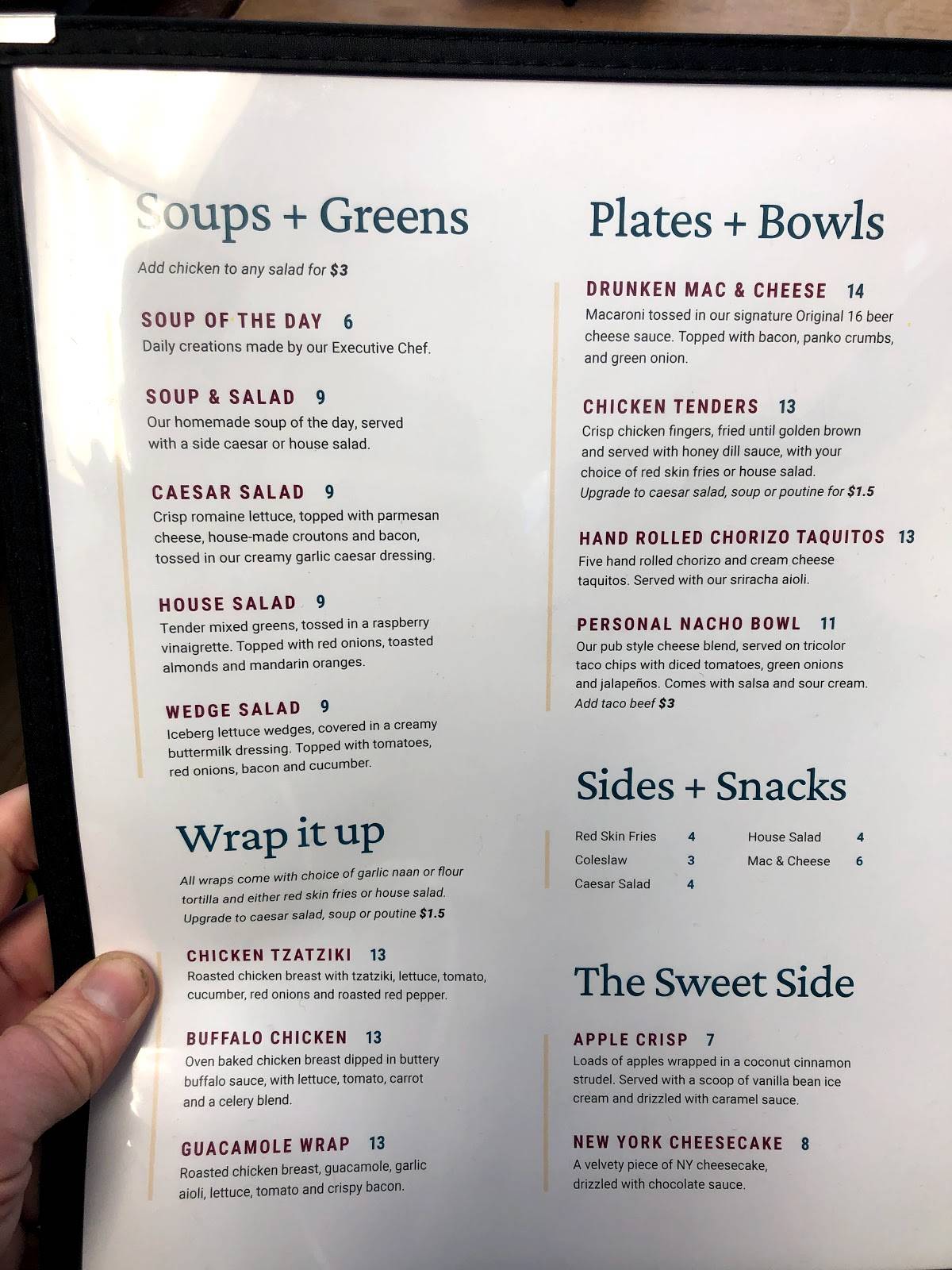 Menu at 1928 Eatery & Pub, Winnipeg