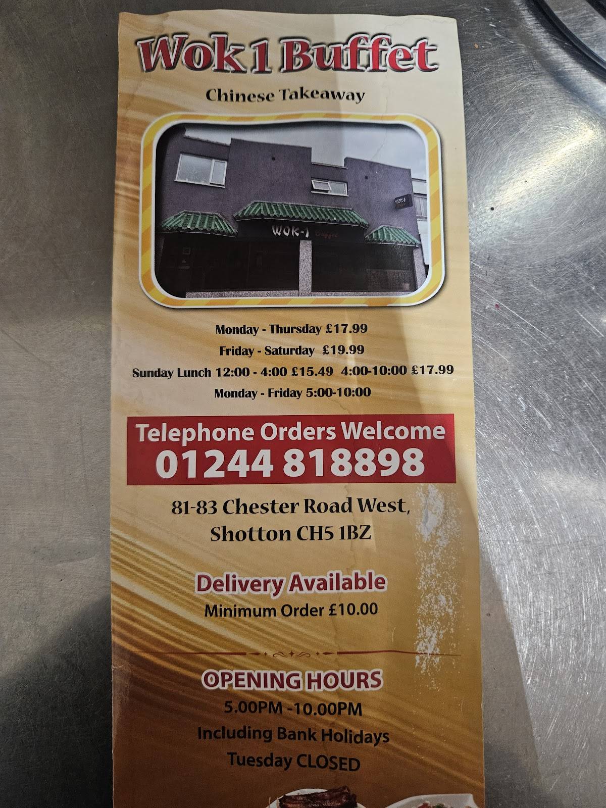 Menu at Wok 1 Buffet restaurant, Shotton, 81-83 Chester Rd W