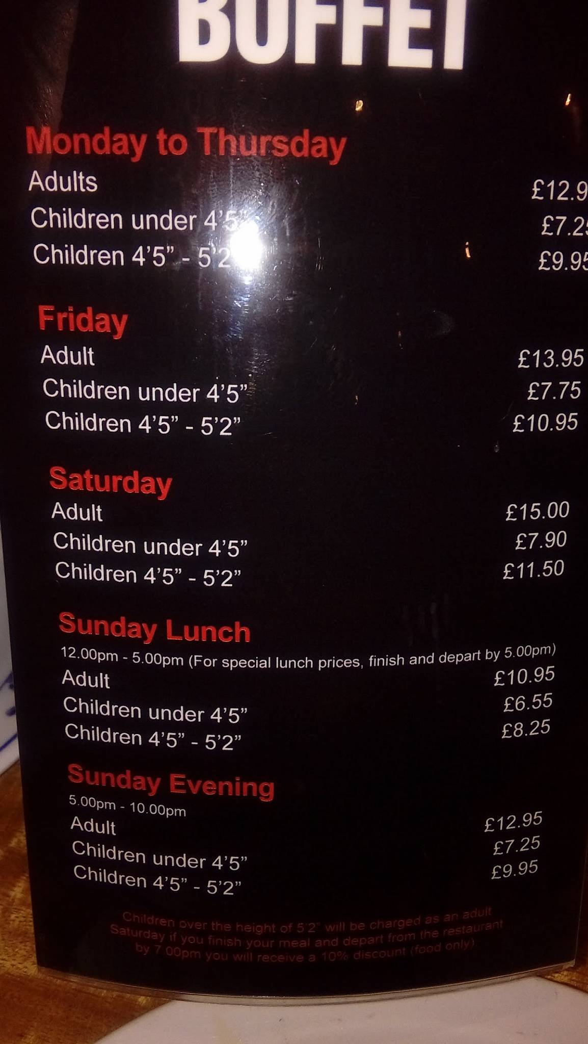 Menu at Wok 1 Buffet restaurant, Shotton, 81-83 Chester Rd W