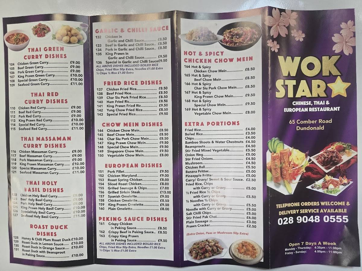 Menu at Wok Star Asian Fusion fast food, Belfast