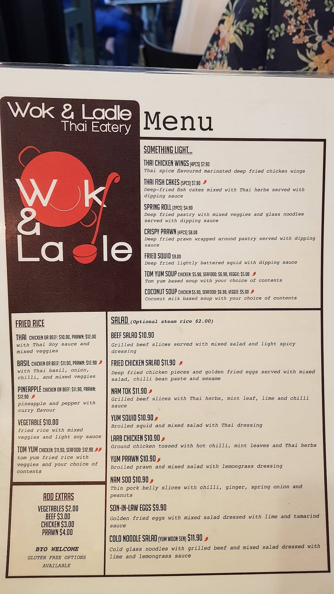Menu at Wok & Ladle: Thai Eatery restaurant, East Perth