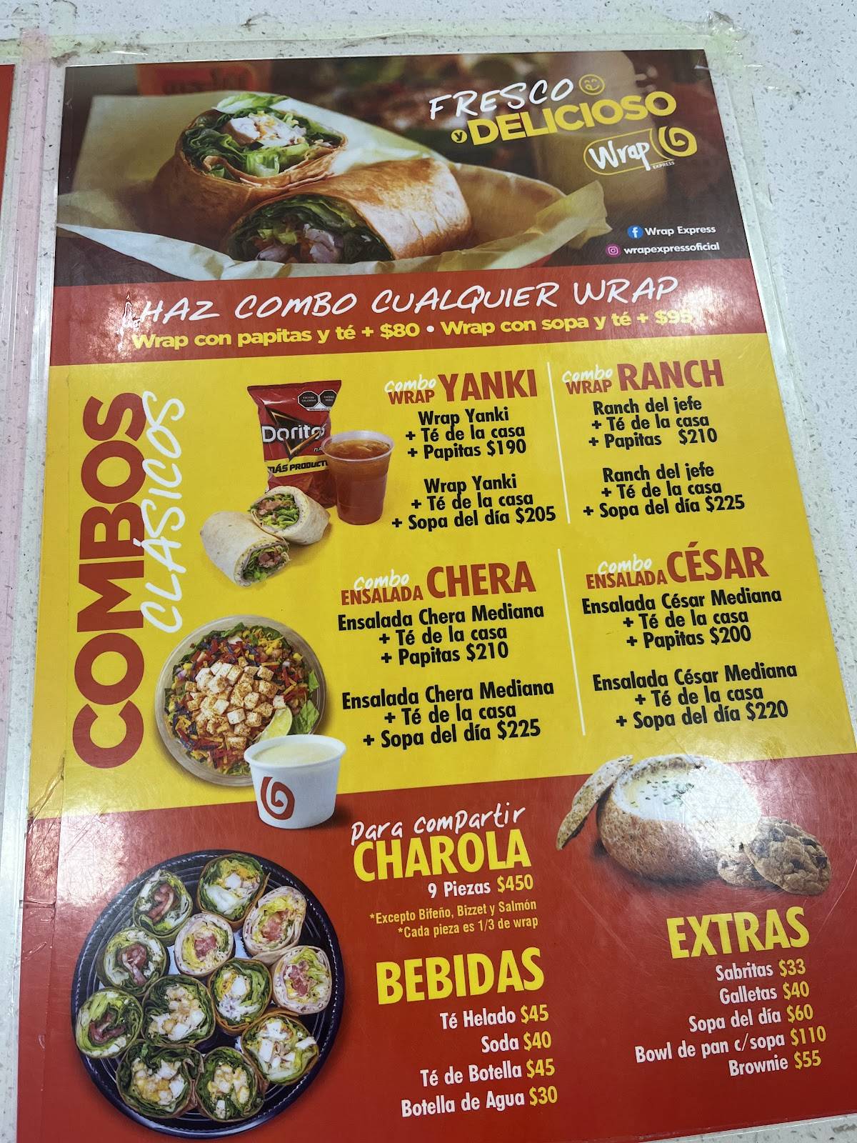 Carta del restaurante Wrap Express, Mexicali, Norma 7