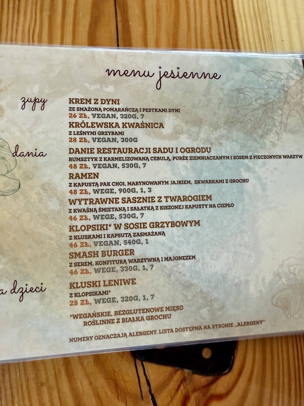 Menu at Restauracja FTT restaurant, Wrocław