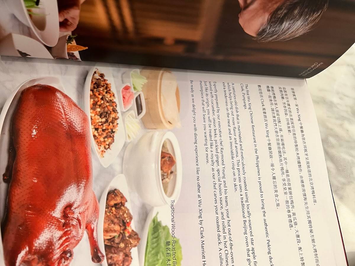 Menu at Wu Xing restaurant, Mabalacat