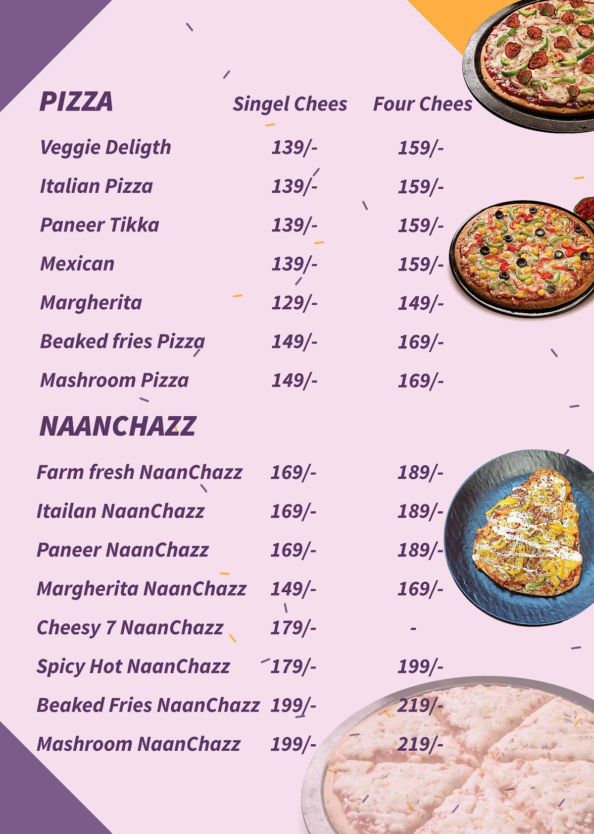 Menu at Yolo Ice cafe, Nadiad