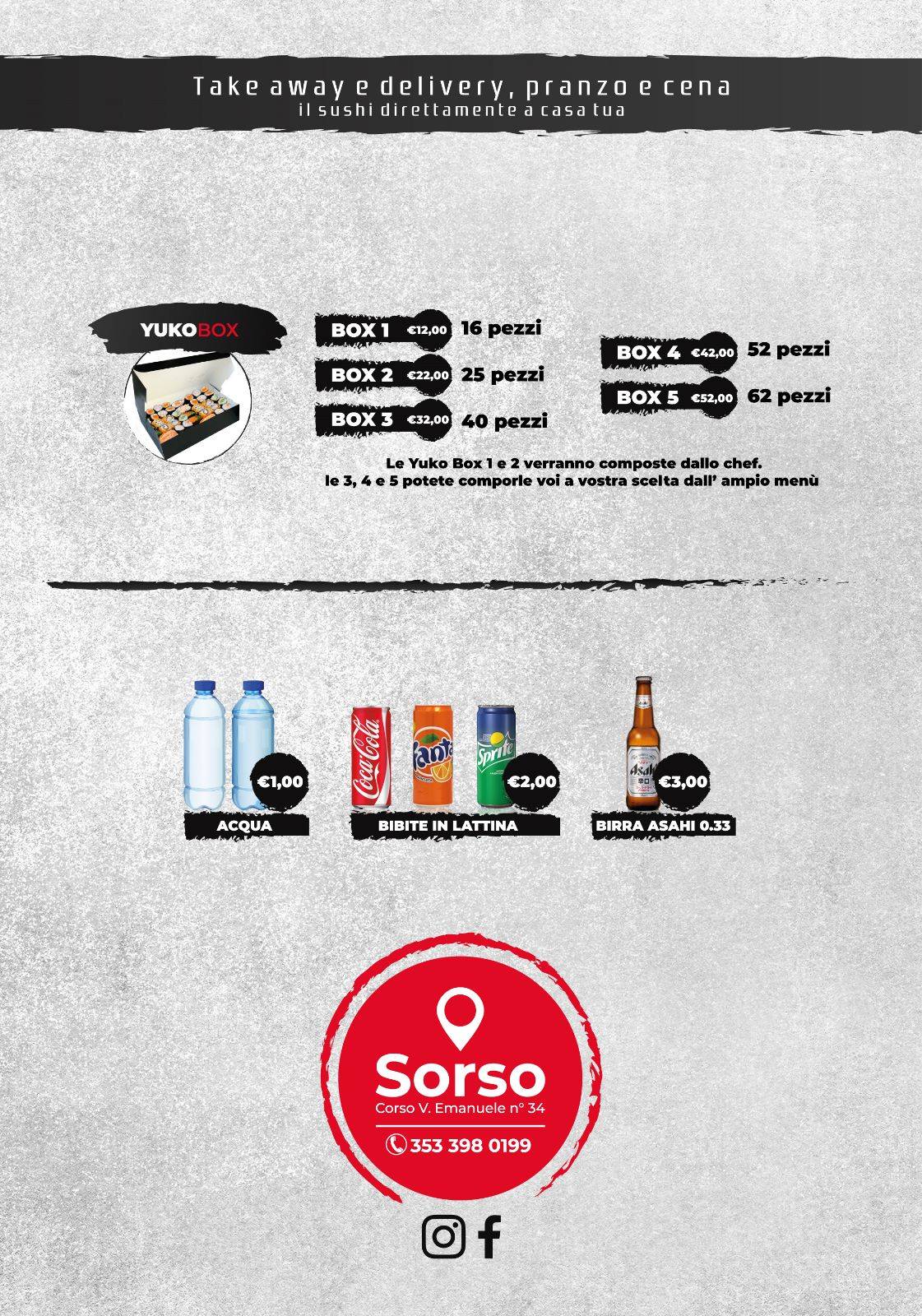 Menu da Yuko sushi 2.0 di Alessio Sias ristorante, Sorso