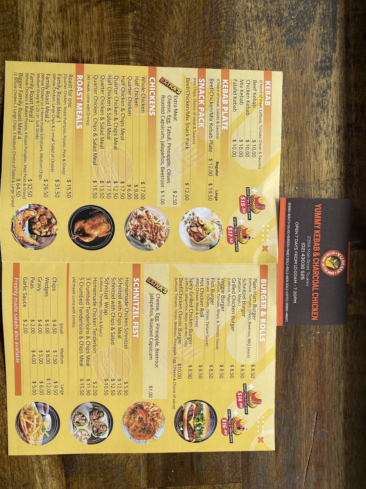Menu at Yummy Kebab & Charcoal Chicken Toukley, Toukley