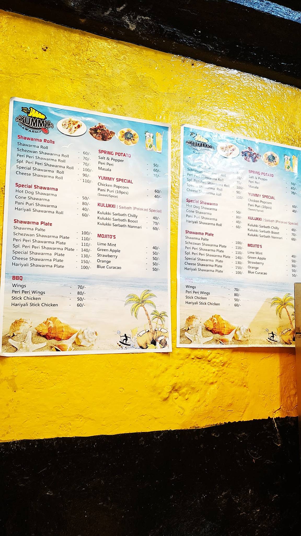Menu at Yummy Shawarma, Puducherry
