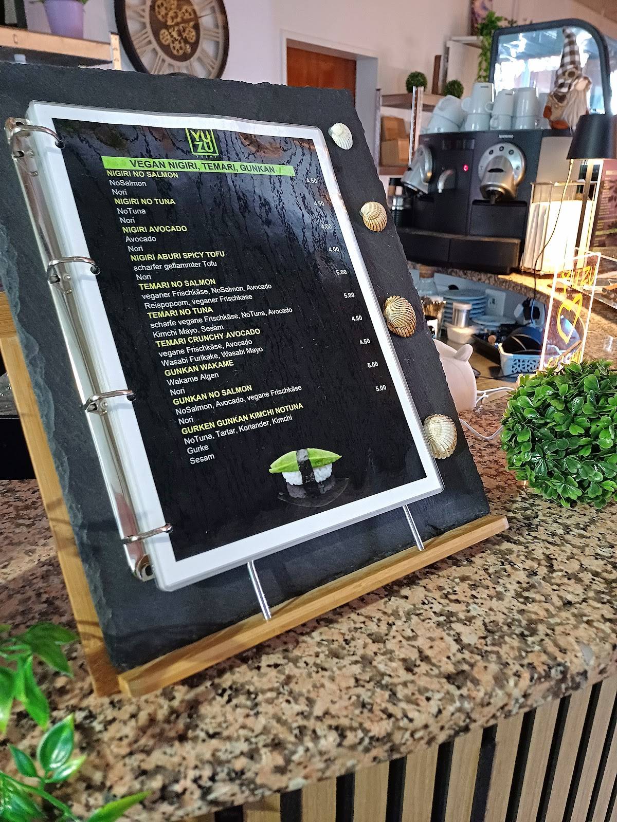 Menu at Yuzu Sushi, Basel
