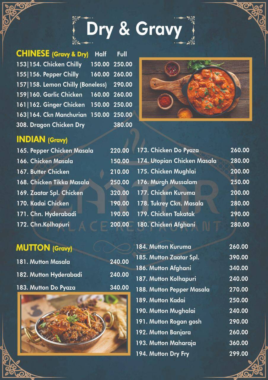Menu at Zaatar Palace Restaurant, Bhatkal