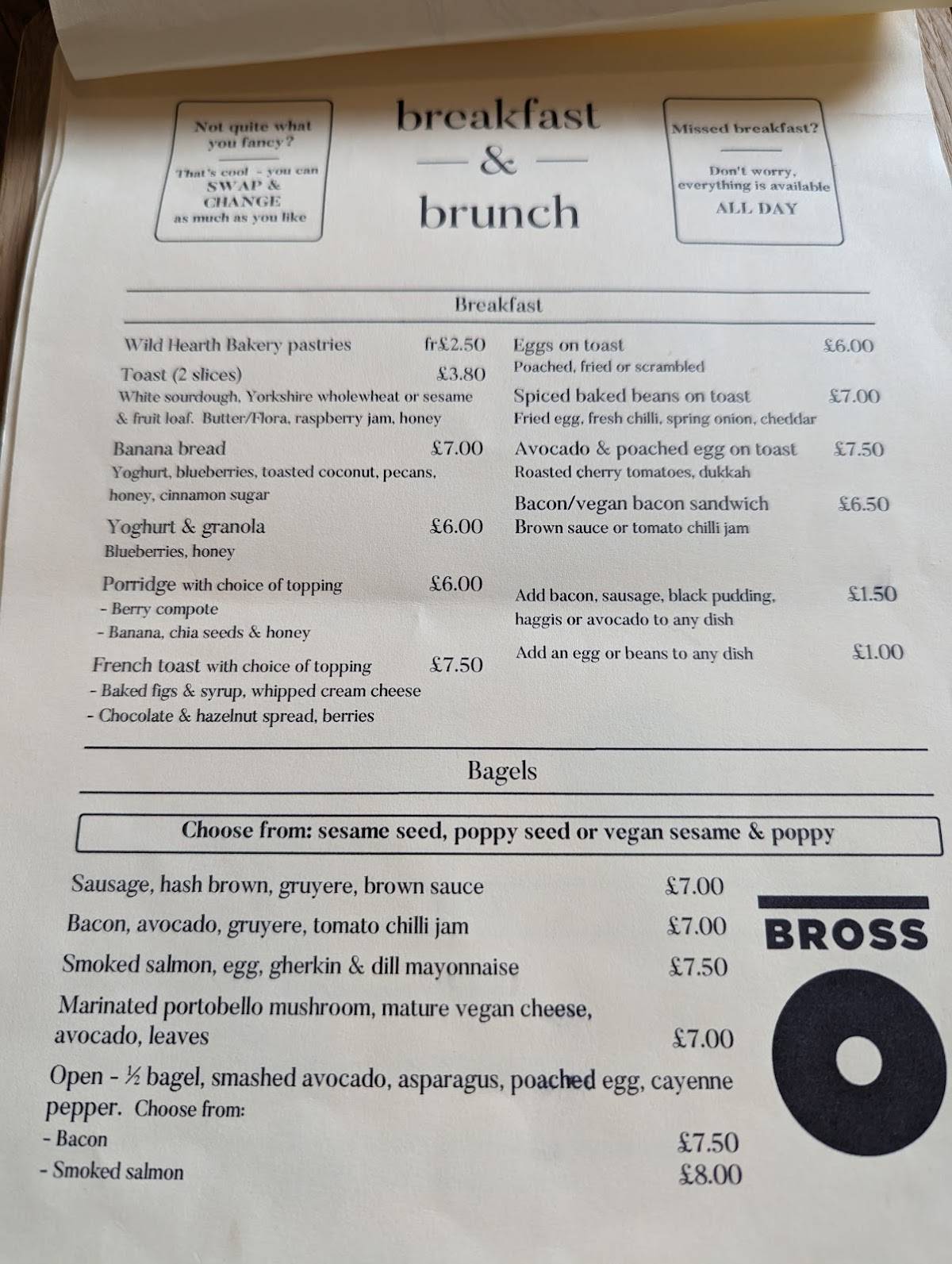 Menu at aran cafe, Linlithgow