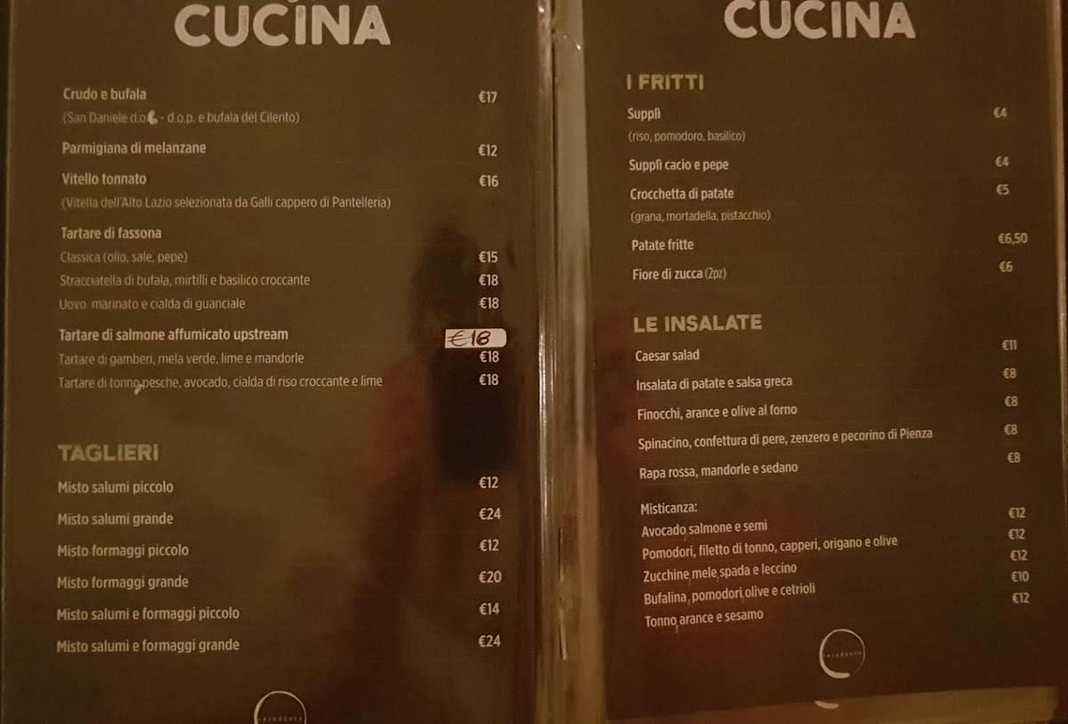 Menu at casadante restaurant, Rome