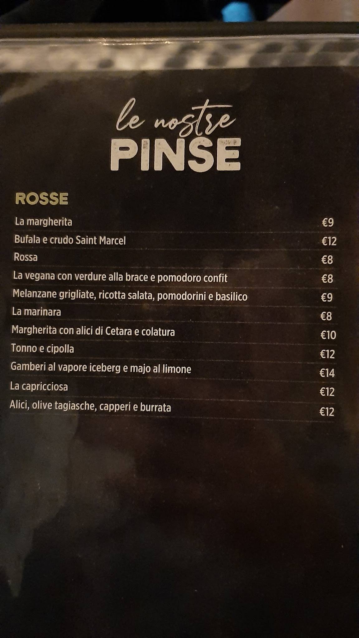 Menu at casadante restaurant, Rome