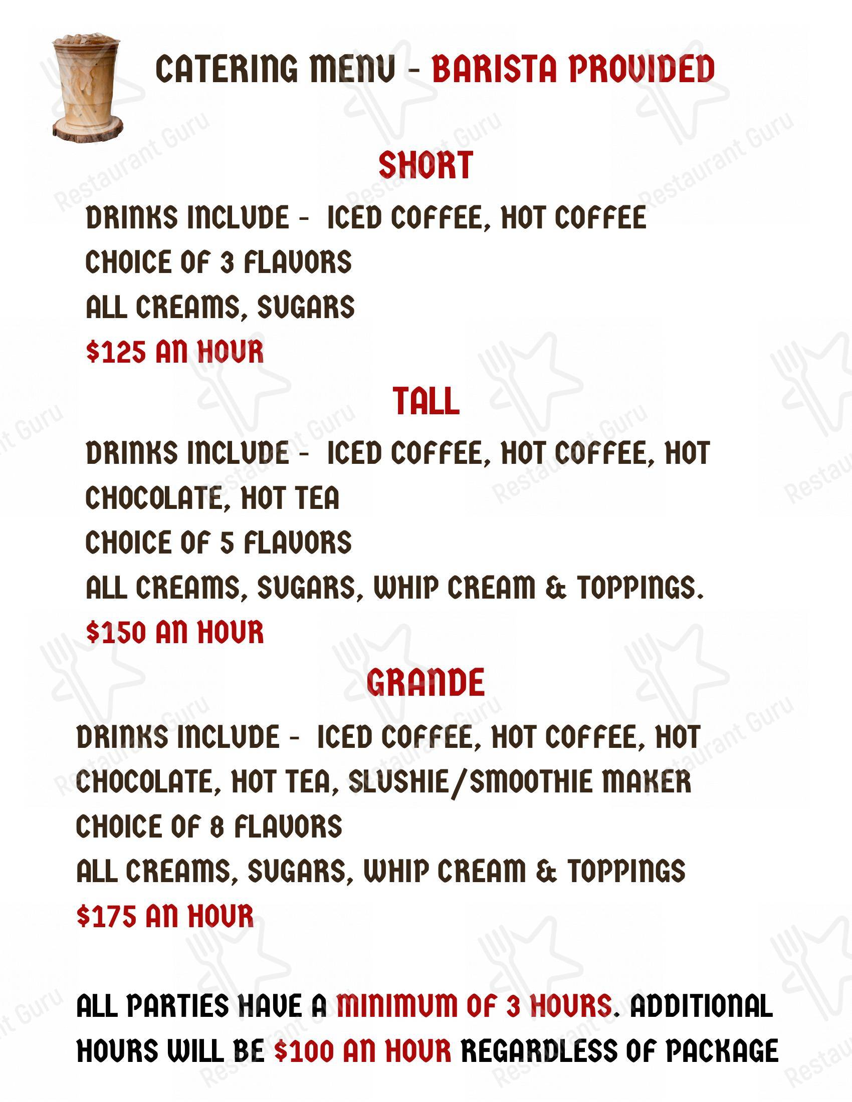 Menu at UB Station Cafe, Linden