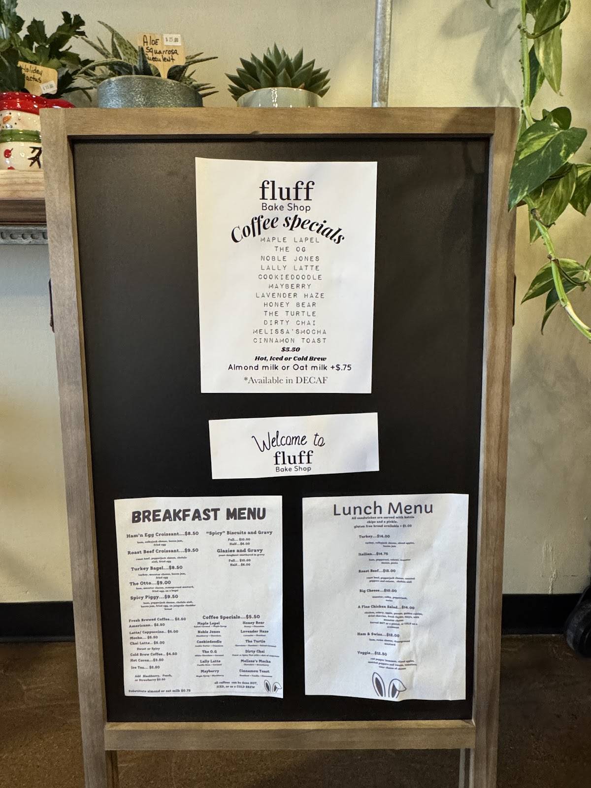 Menu at Fluff Bake Shop, Noblesville