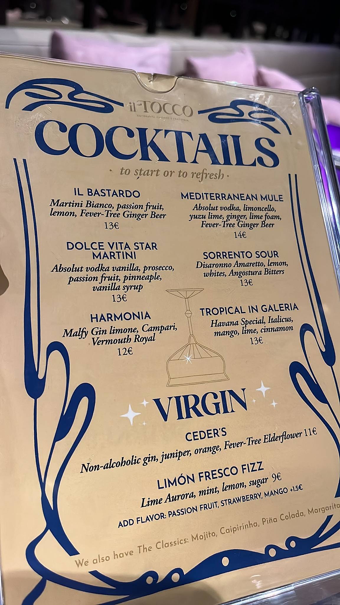 Menu at il Tocco Ristorante restaurant, Luxembourg City