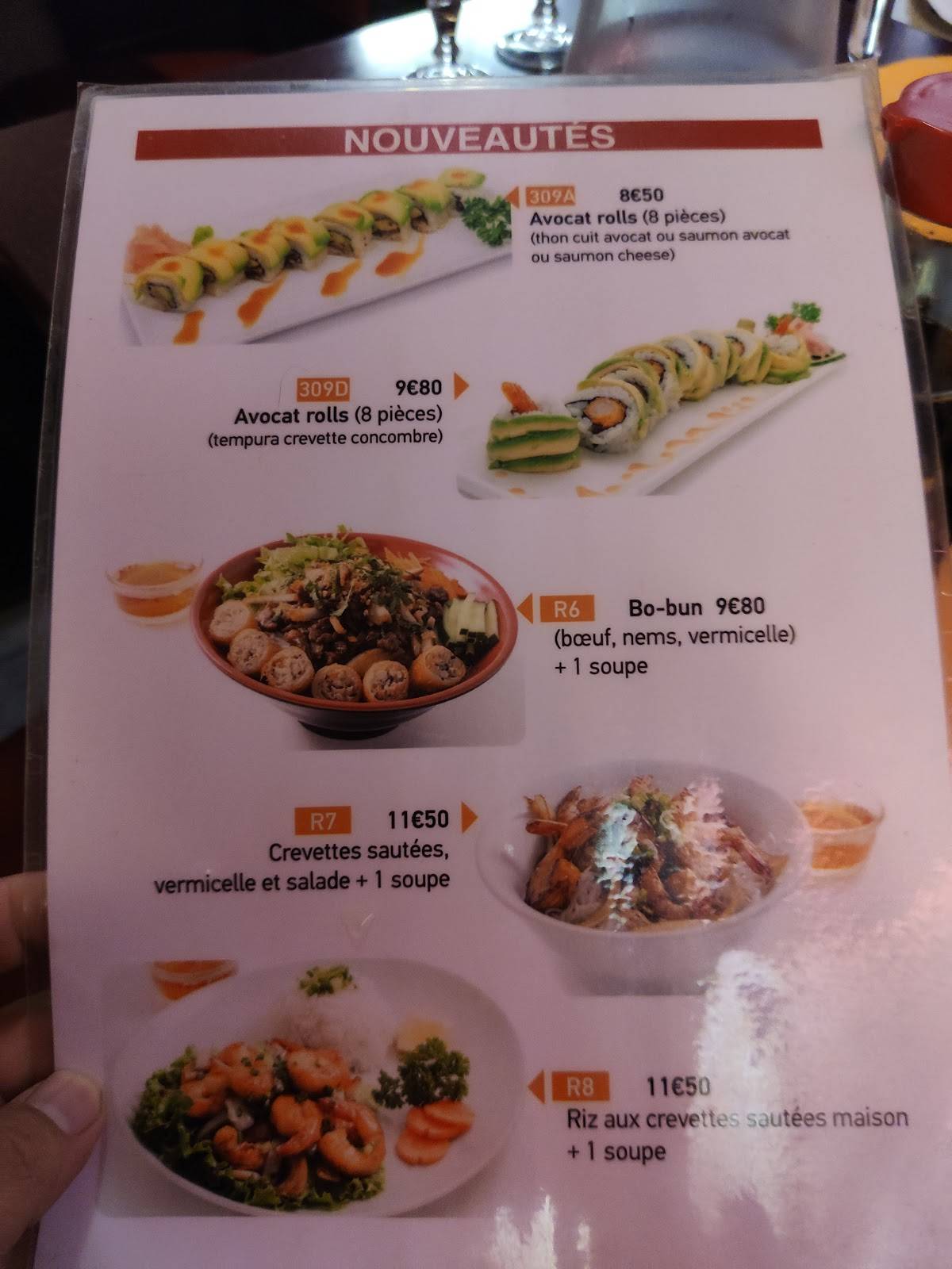Menu au okinawa restaurant, Pantin