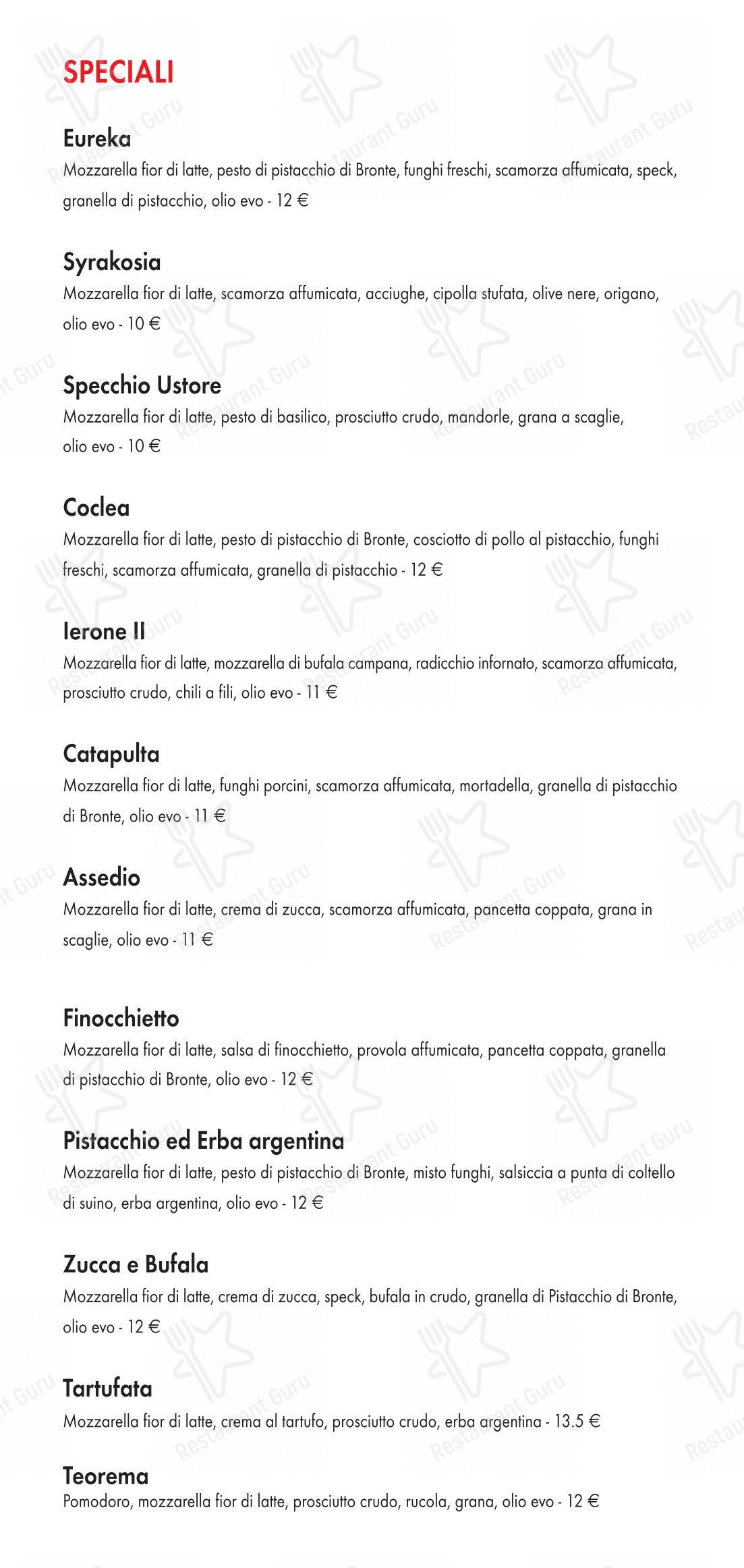 Menu da ARCHI Pizzeria, Floridia