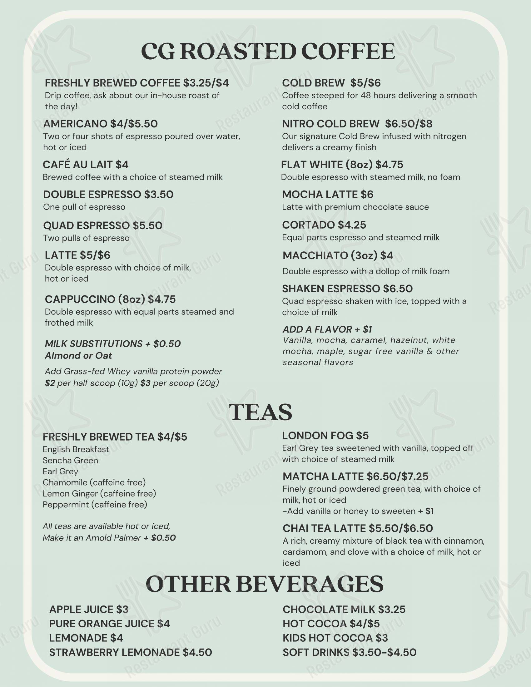 Menu at Common Grounds Cafe Lounge, Jefferson Valley-Yorktown