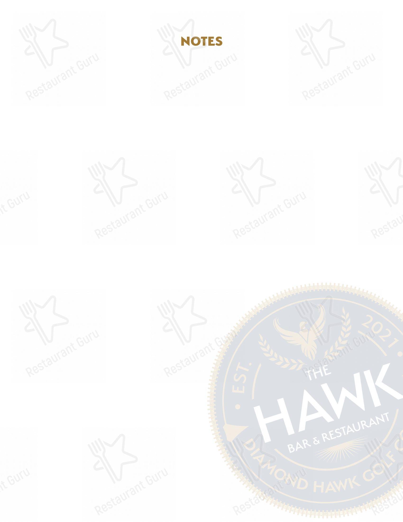 Menu at Diamond Hawk Golf Course & Pub "The Hawk", Cheektowaga