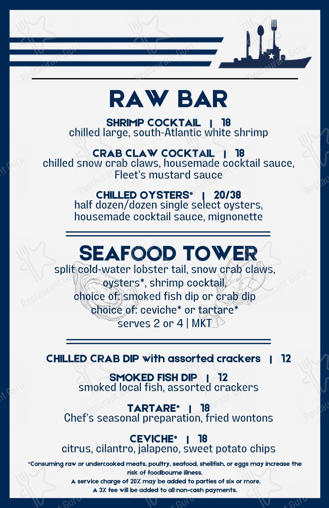 Menu at Fleet Landing Restaurant & Bar, Charleston