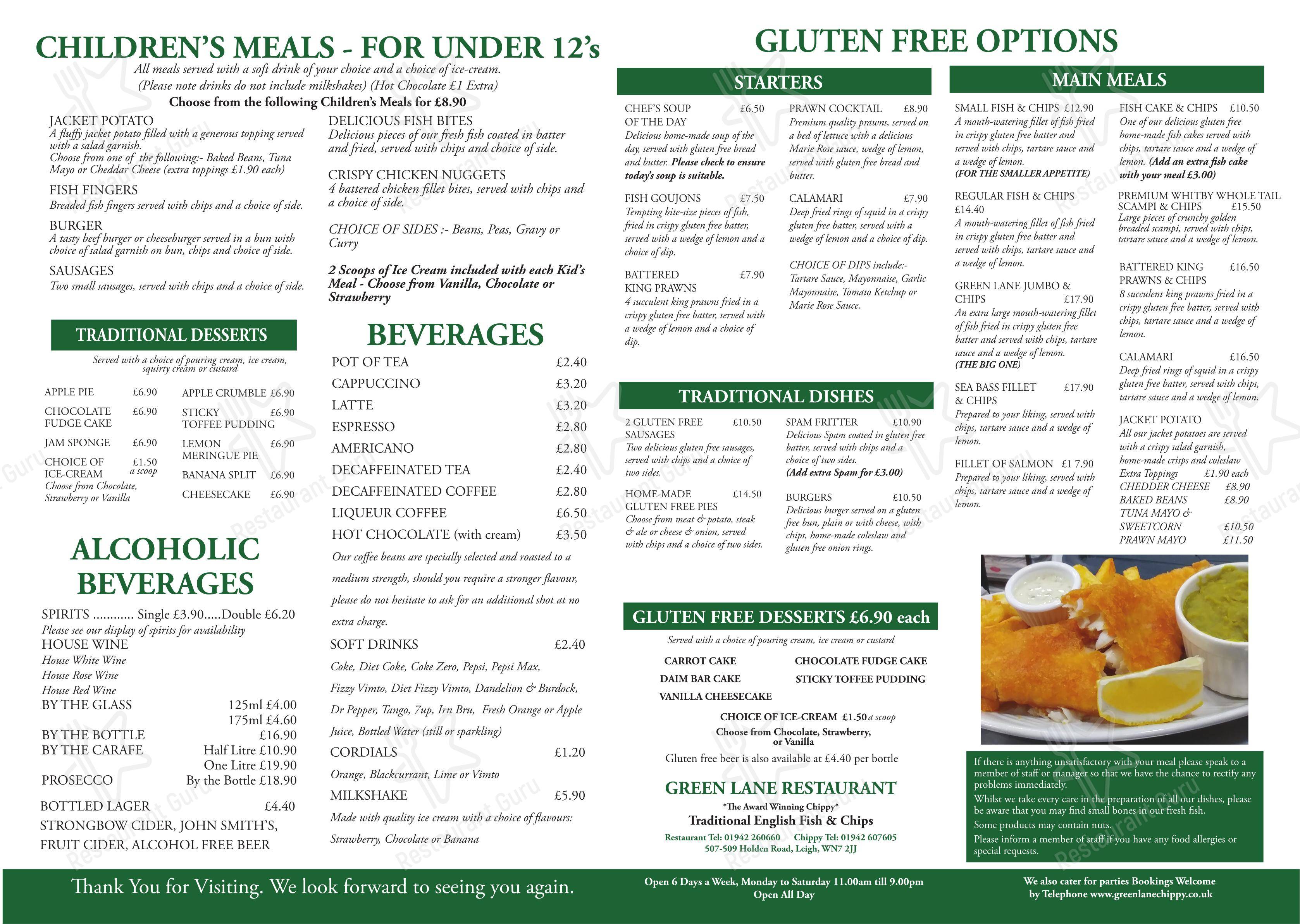 Menu at Green Lane Chippy fast food, Leigh, 507