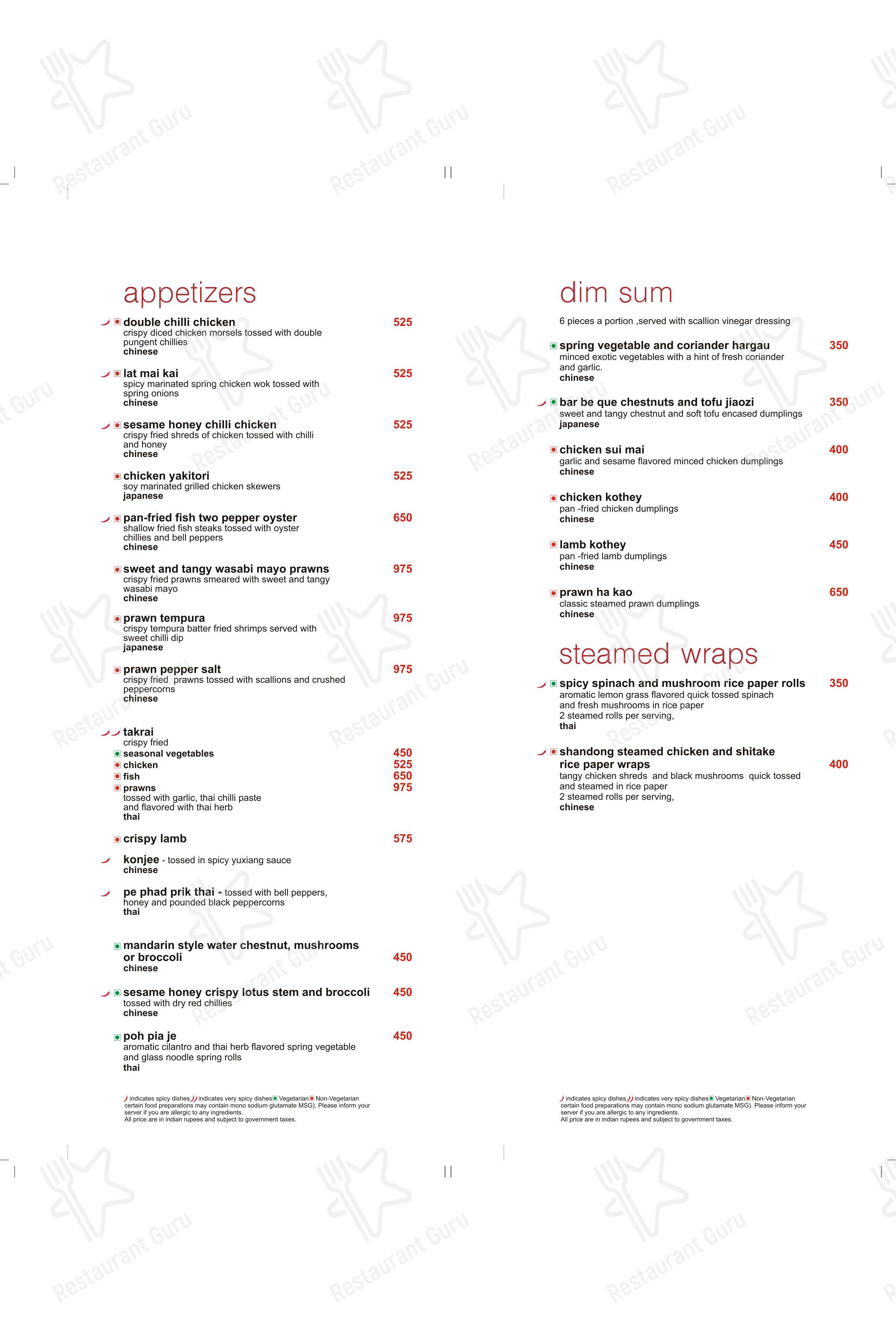 Menu at Kai Asia, Vadodara