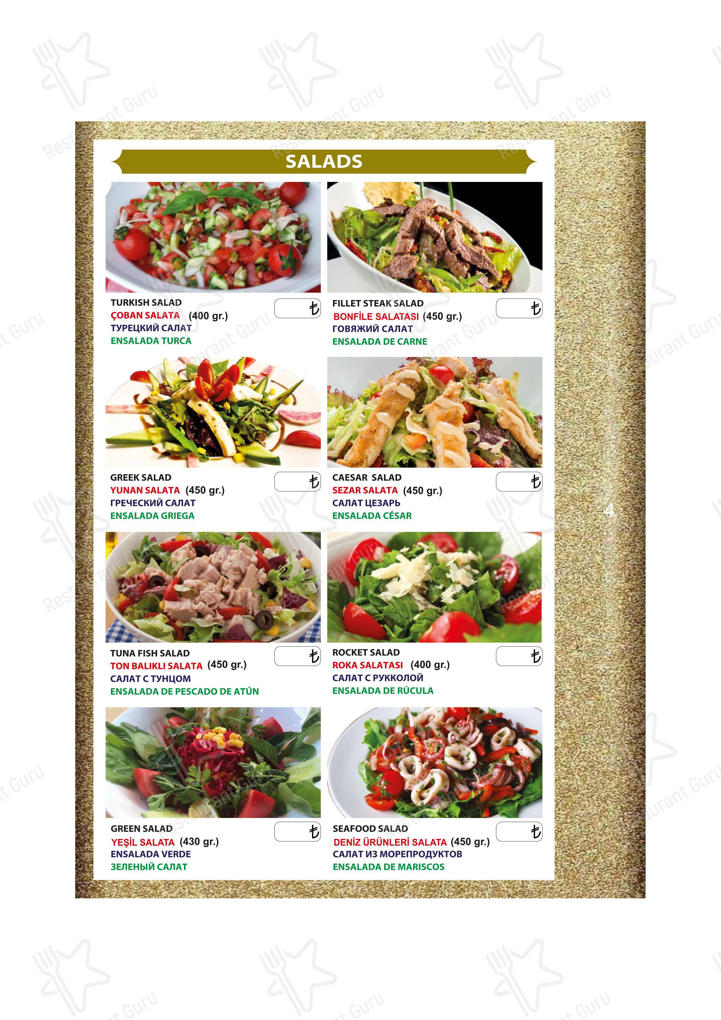 Menu at Las Tapas Restaurant, Istanbul
